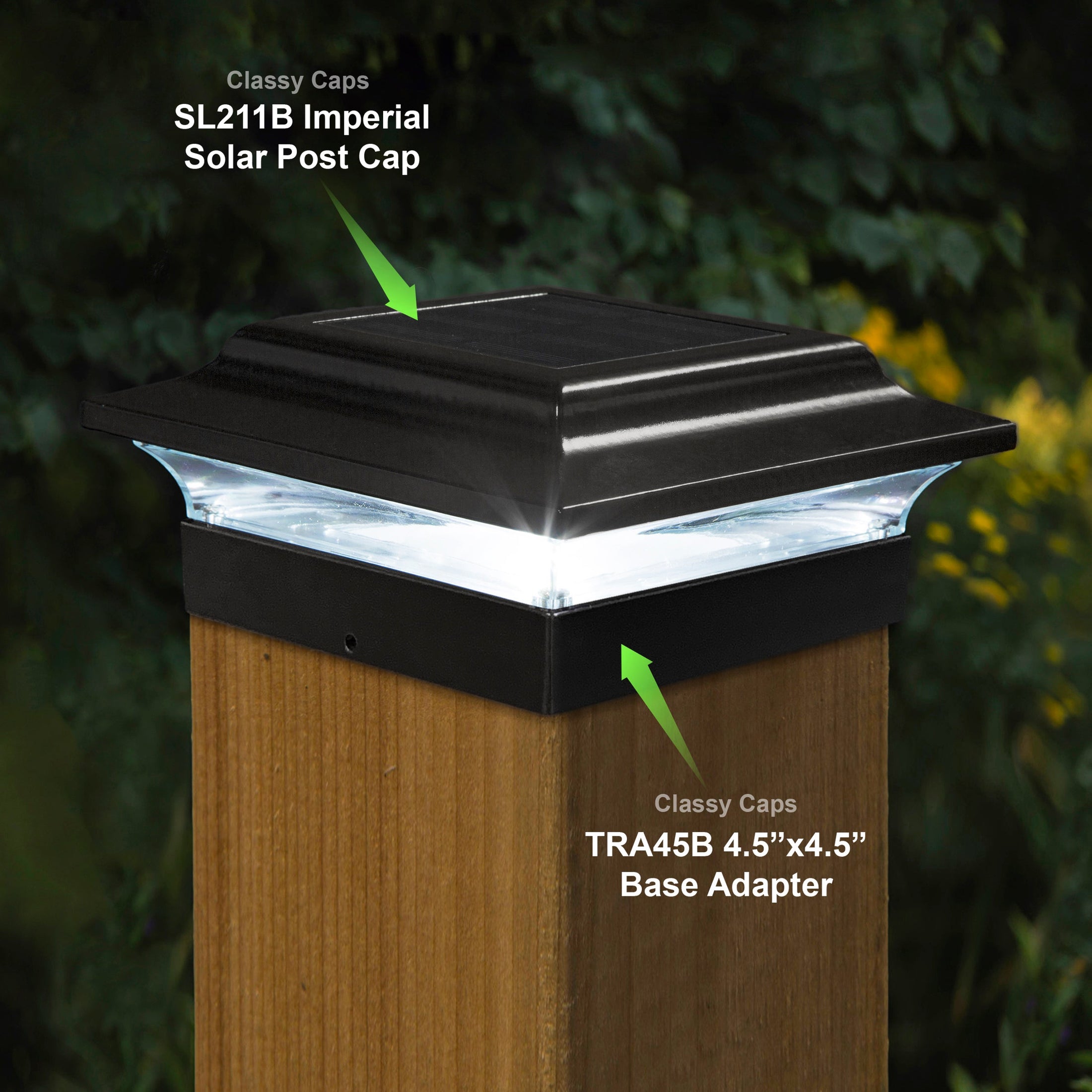 Imperial Solar Post Cap - Black With 4.5" X 4.5" Adaptor