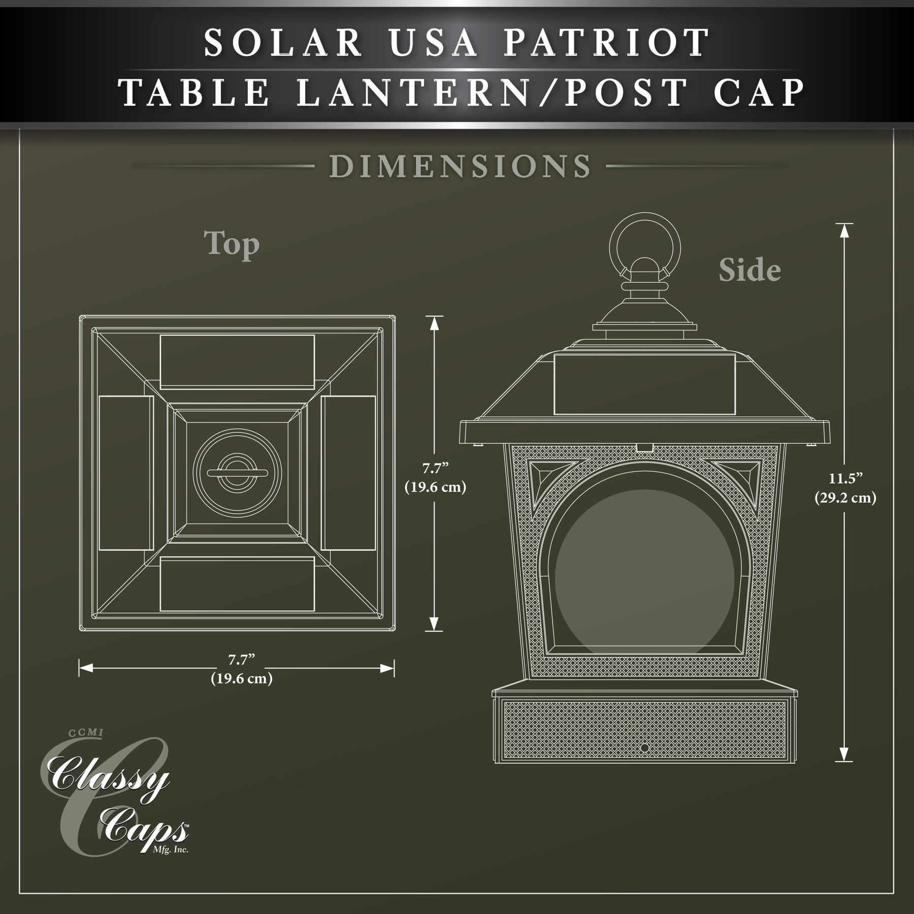 Solar USA Patriot Table Lantern/Post Cap