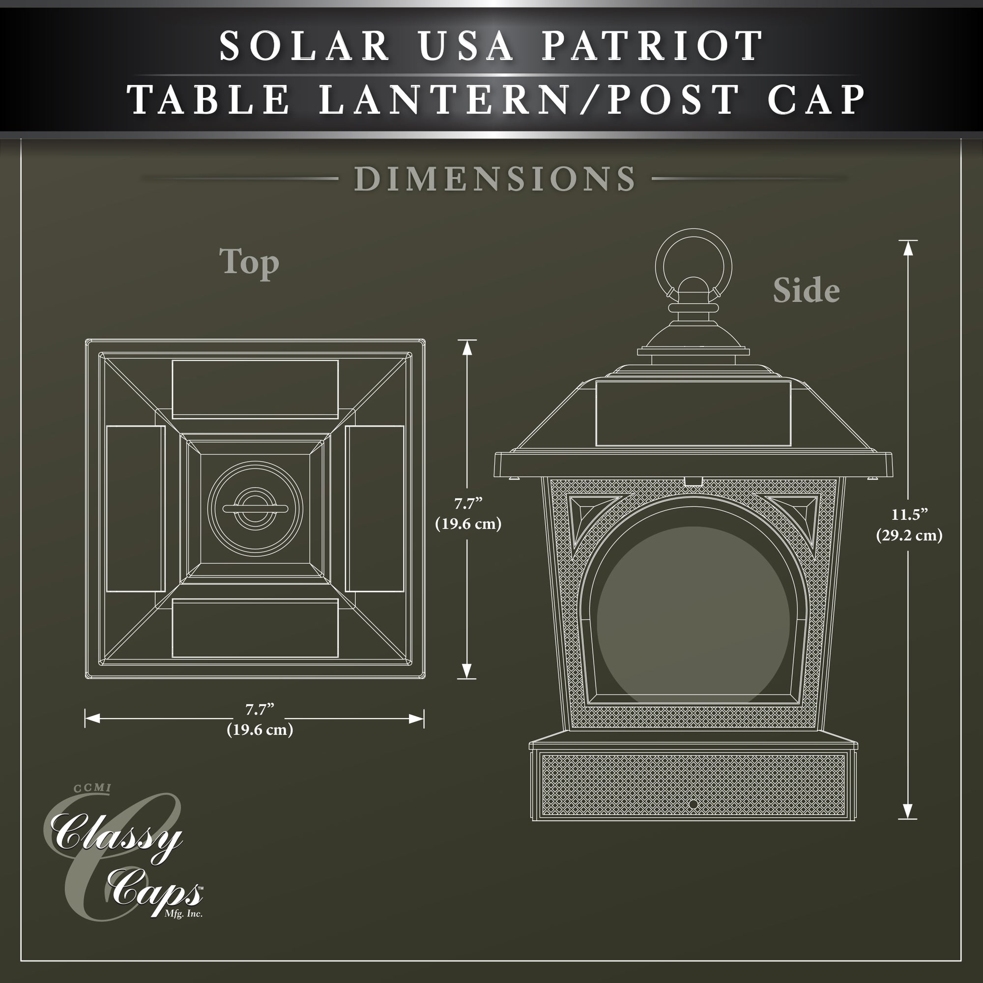 Solar USA Patriot Table Lantern/Post Cap