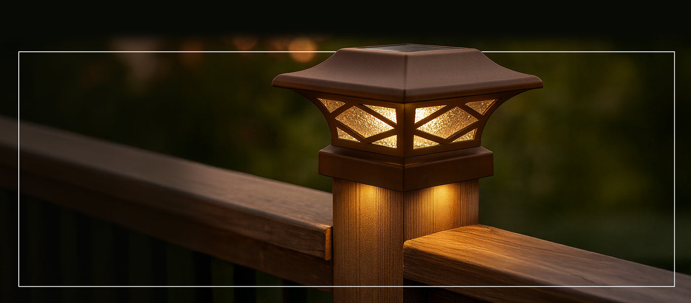 Classy Caps : solar outdoor lighting including solar post caps.