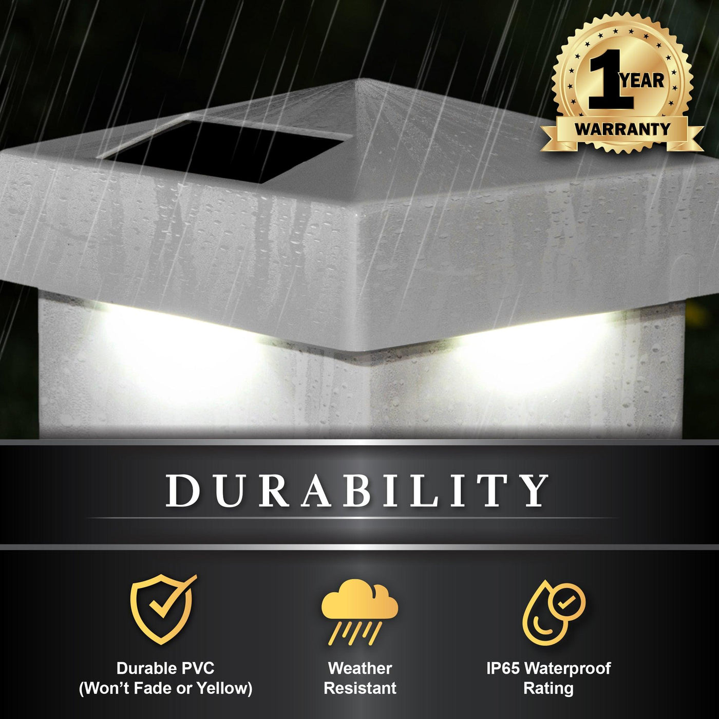 Pyramid Solar Post Cap - White 4x4