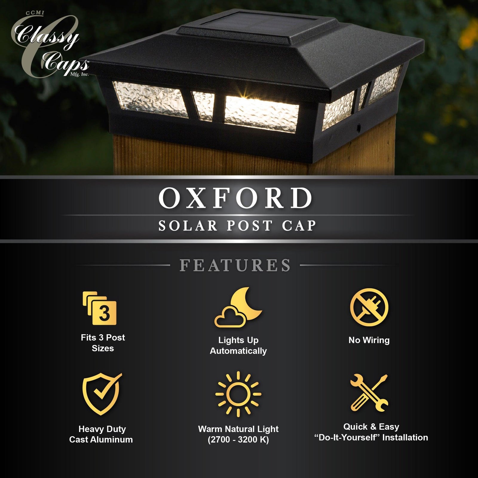 Oxford Solar Post Cap - Black