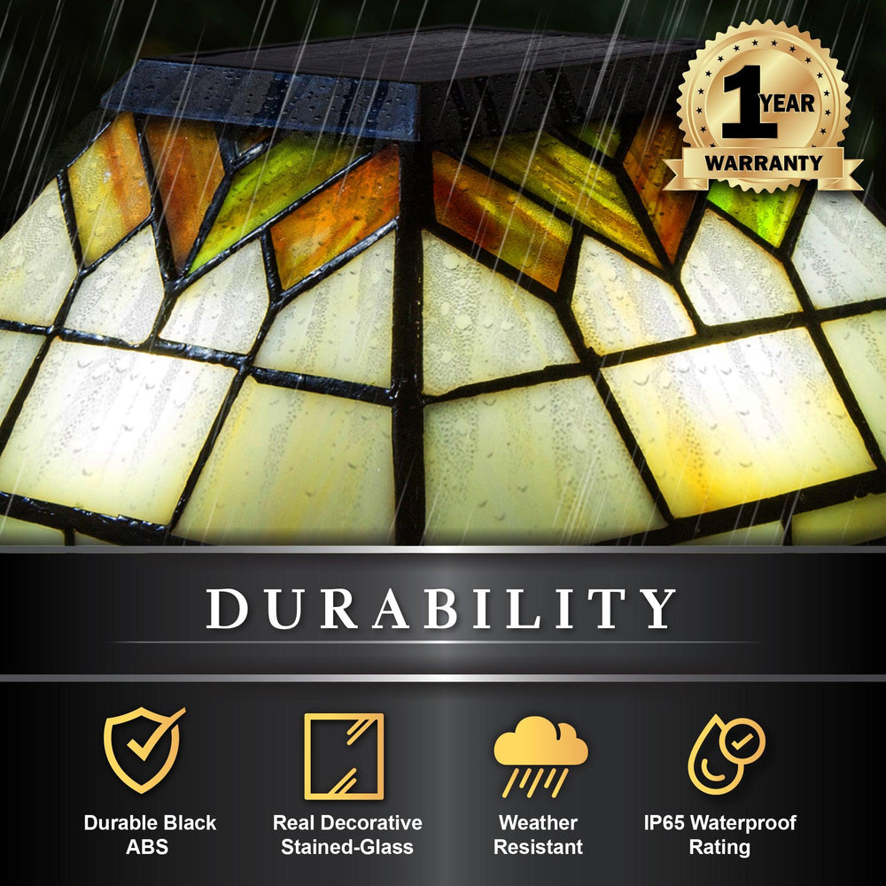 Wellington Solar Post Cap - Stained Glass