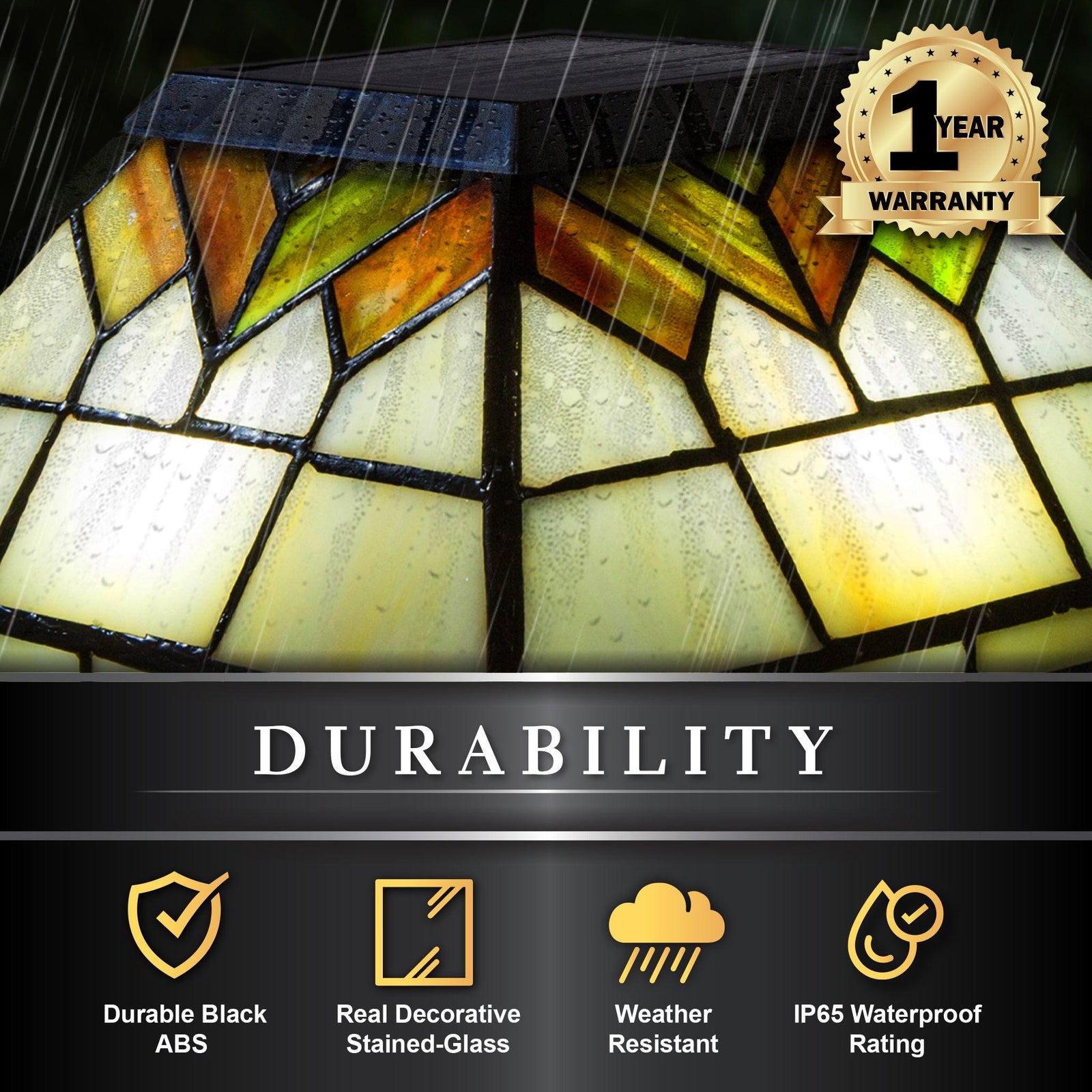 Wellington Solar Post Cap - Stained Glass